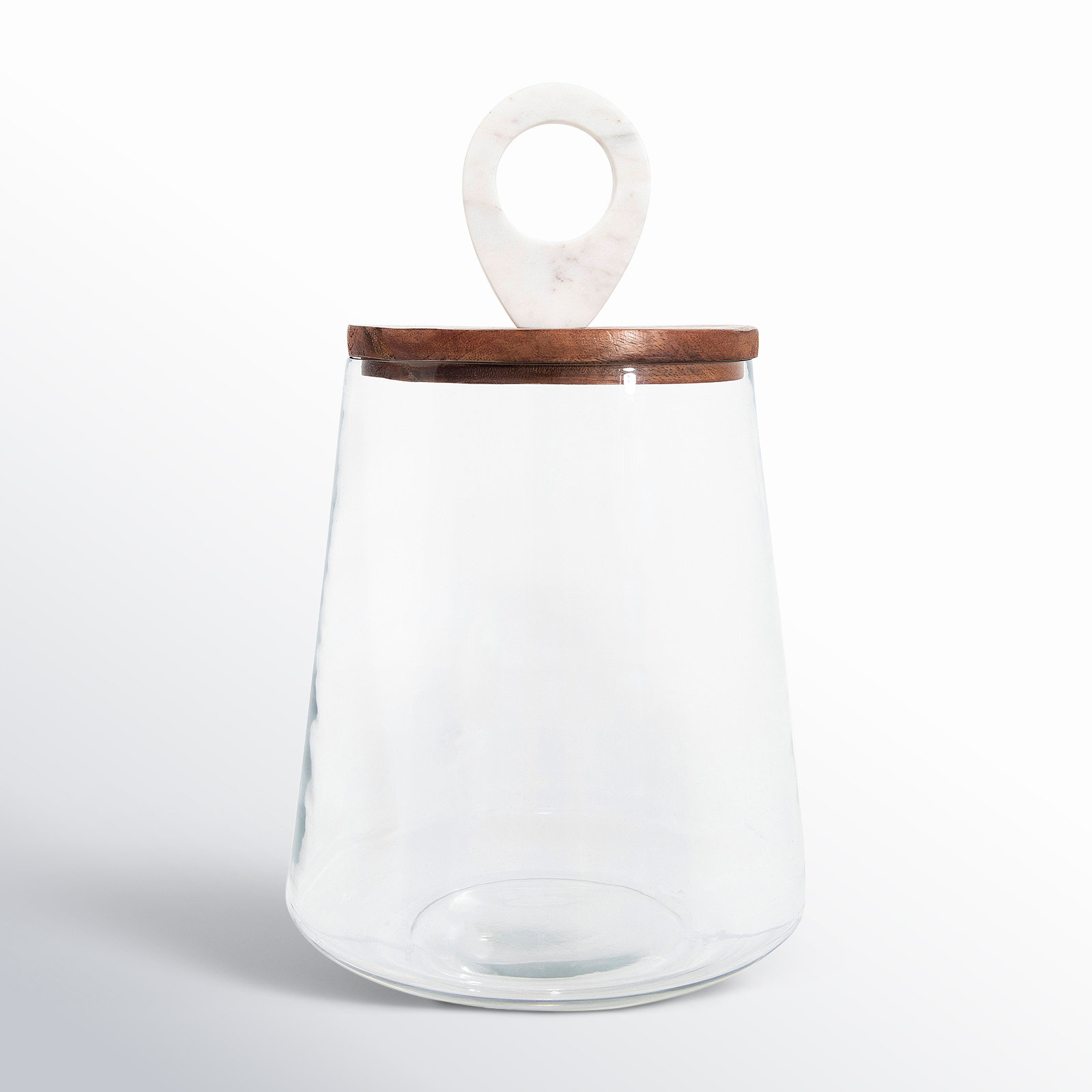 AllModern Large Clear Glass Jar With Mango Wood & Marble Lid Storage ...