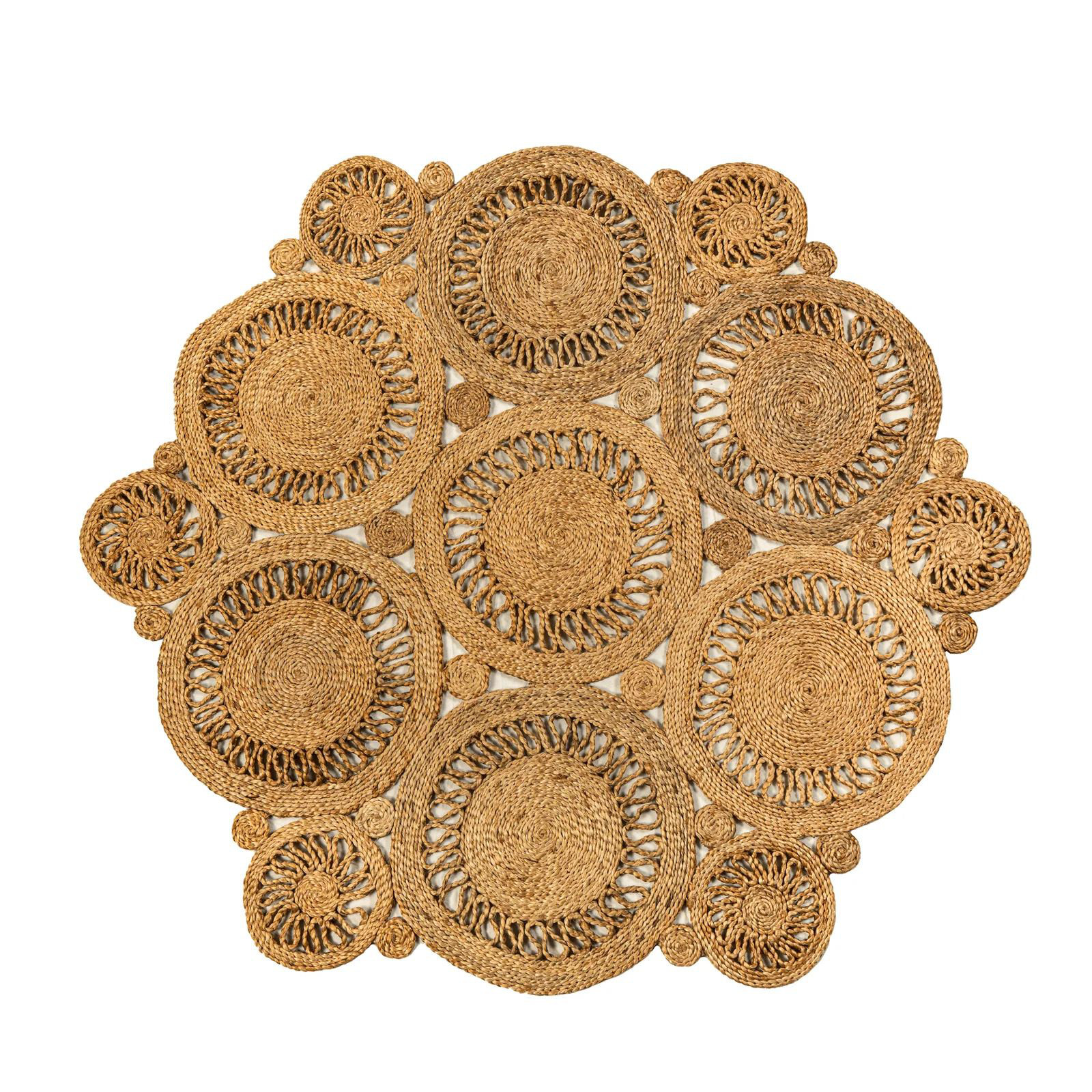 Bungalow Rose Handwoven Hexagonal Braided Jute Mat | Wayfair