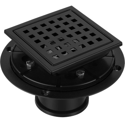 HGN 4 Inch Square Shower Floor Drian with Flange, Stainless Steel ...