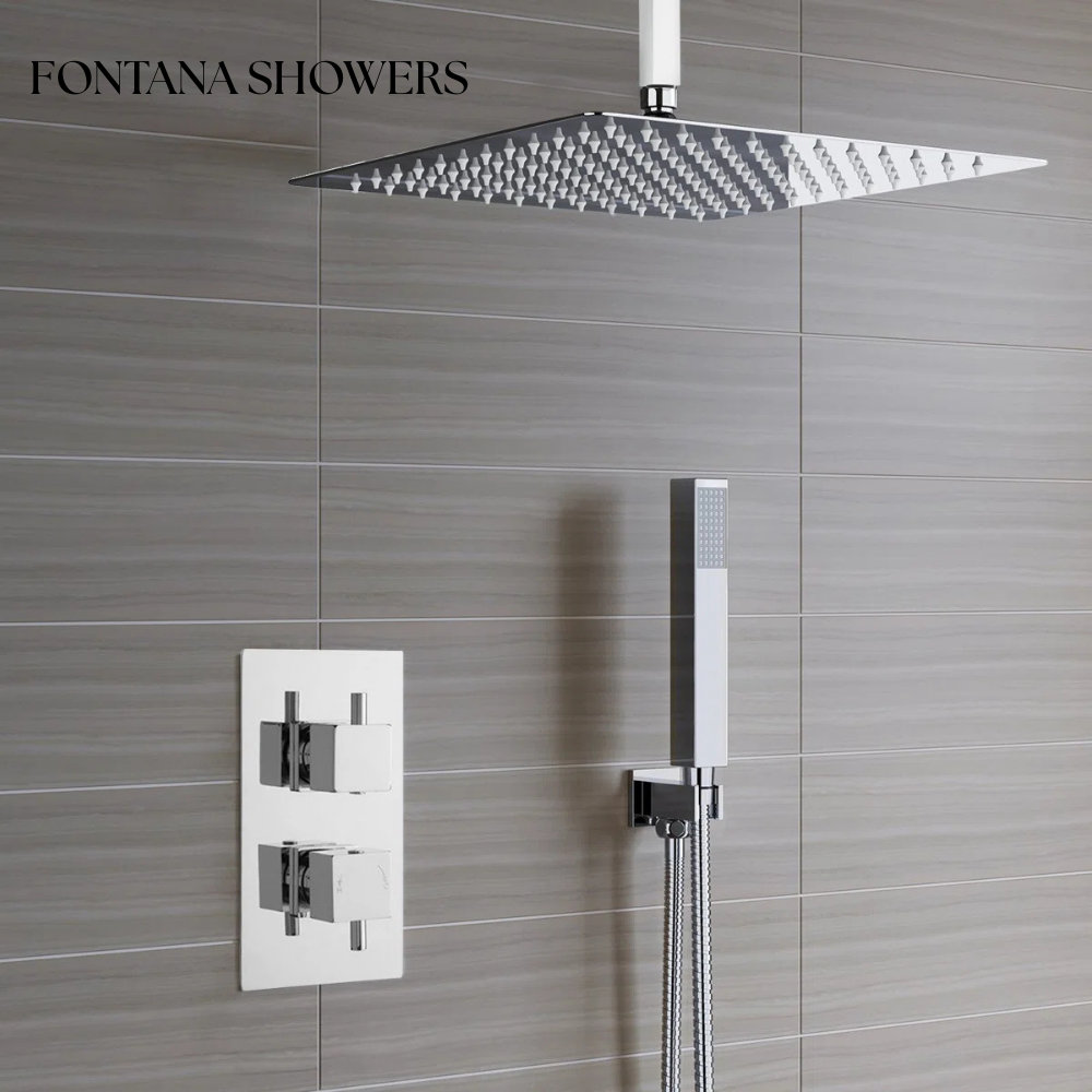FontanaShowers Lima FS2961CM Ultra Thin Ceiling Mount Shower Set with ...