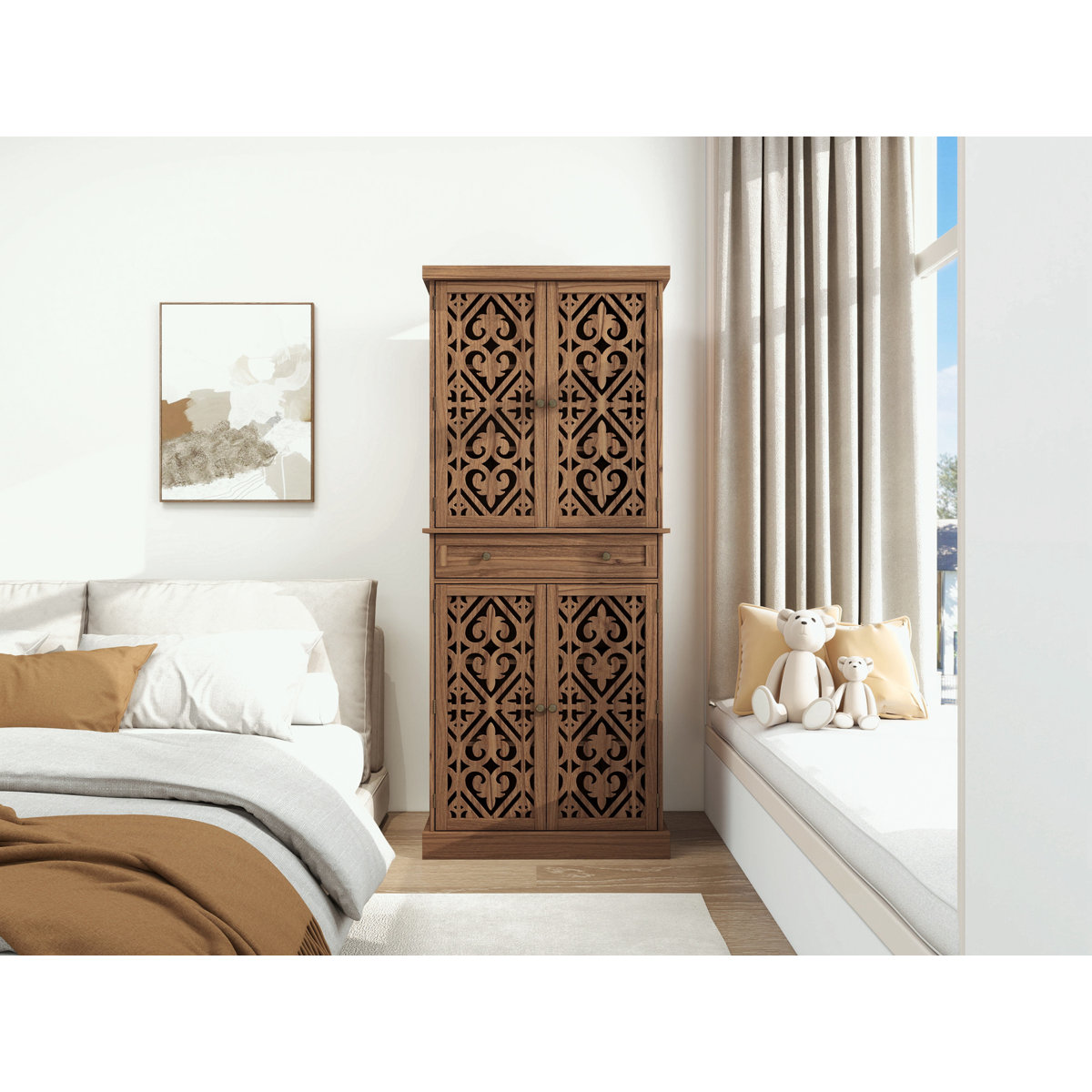 Bungalow Rose Storage Cabinet with 4 Door, 1 Drawer and 4 Adjustable ...