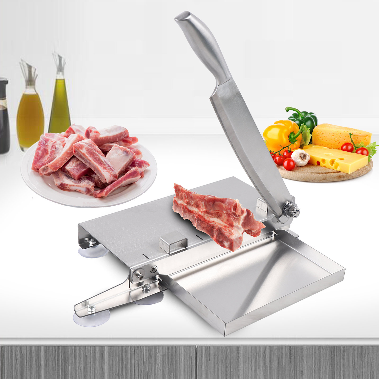 SUNYOU Manual Meat Slicer Stainless Steel Beef Bone Cutting Machine ...