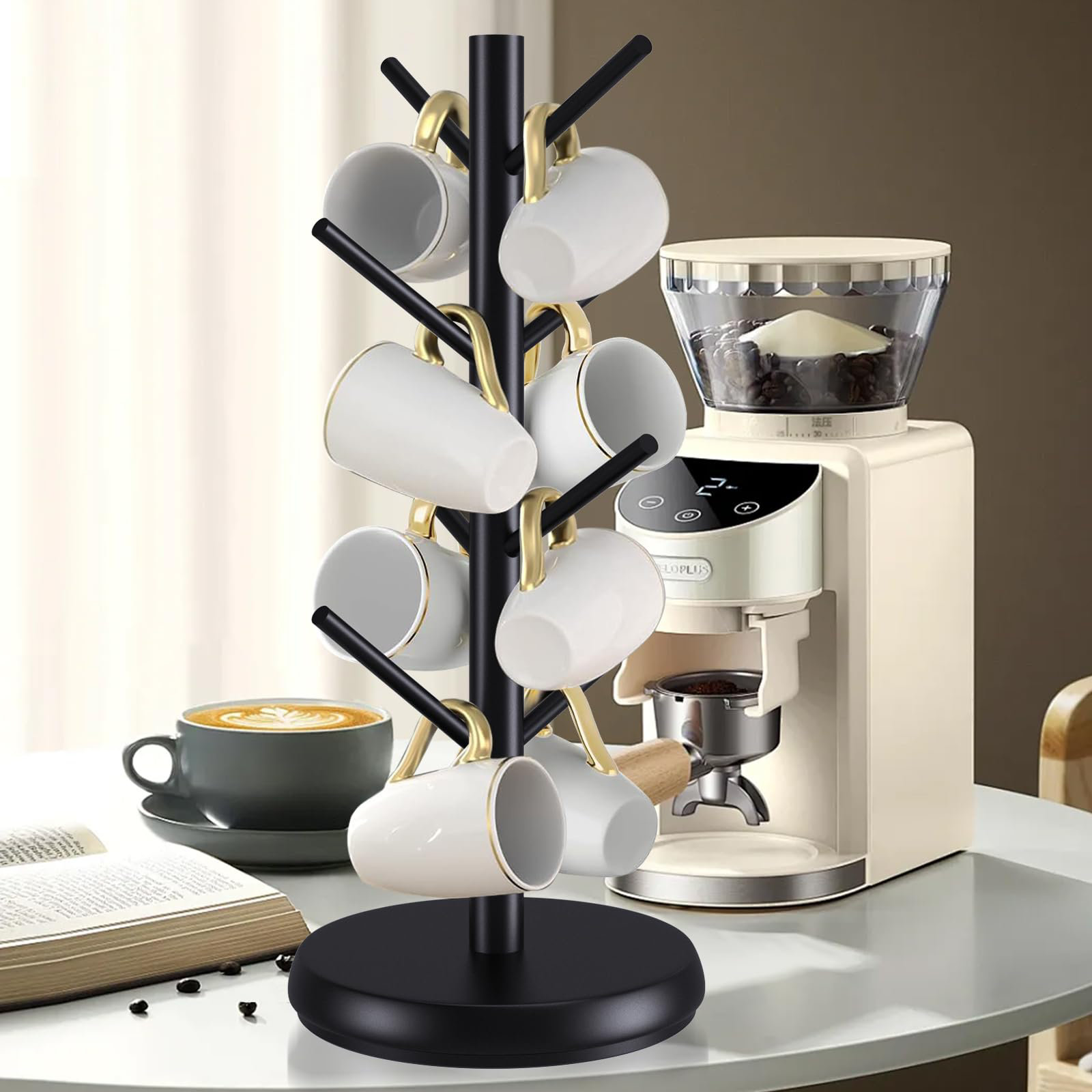 Corrigan Studio® New Upgraded 360° Rotating 8-Hook Coffee Cup Rack ...