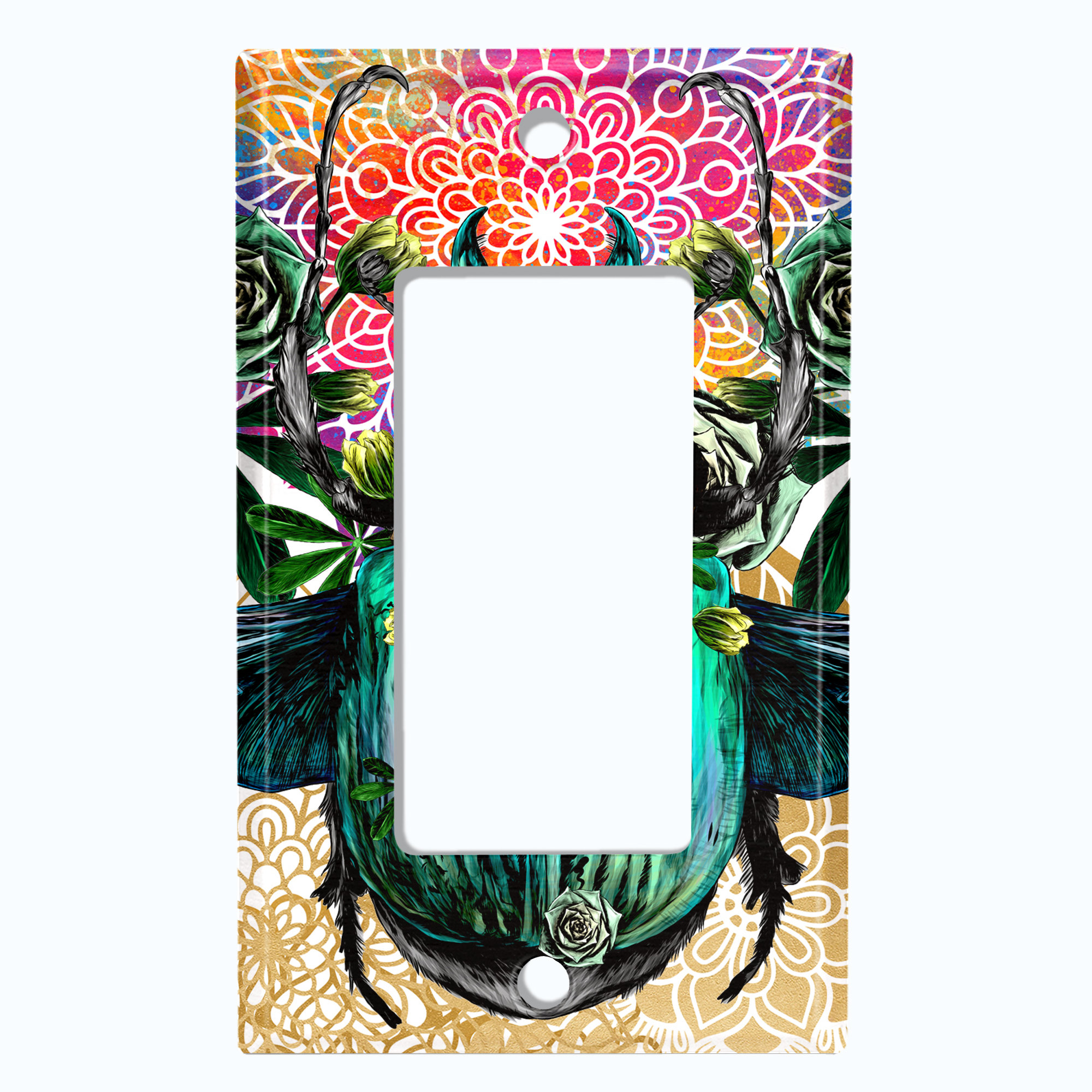 WorldAcc Beetle Flower Rainbow Mandala 1-Gang Toggle Light Switch Wall ...