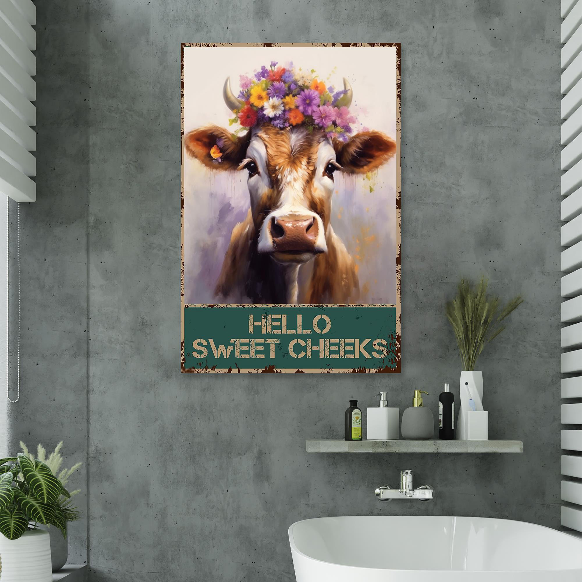Trinx Cow Hello Sweet Cheeks - 1 Piece Rectangle Graphic Cow Hello ...