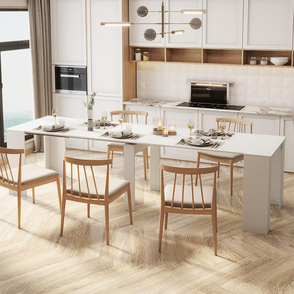 Ebern Designs Convertible 9.8Ft Dining Desk & Console, Space-Adaptive ...