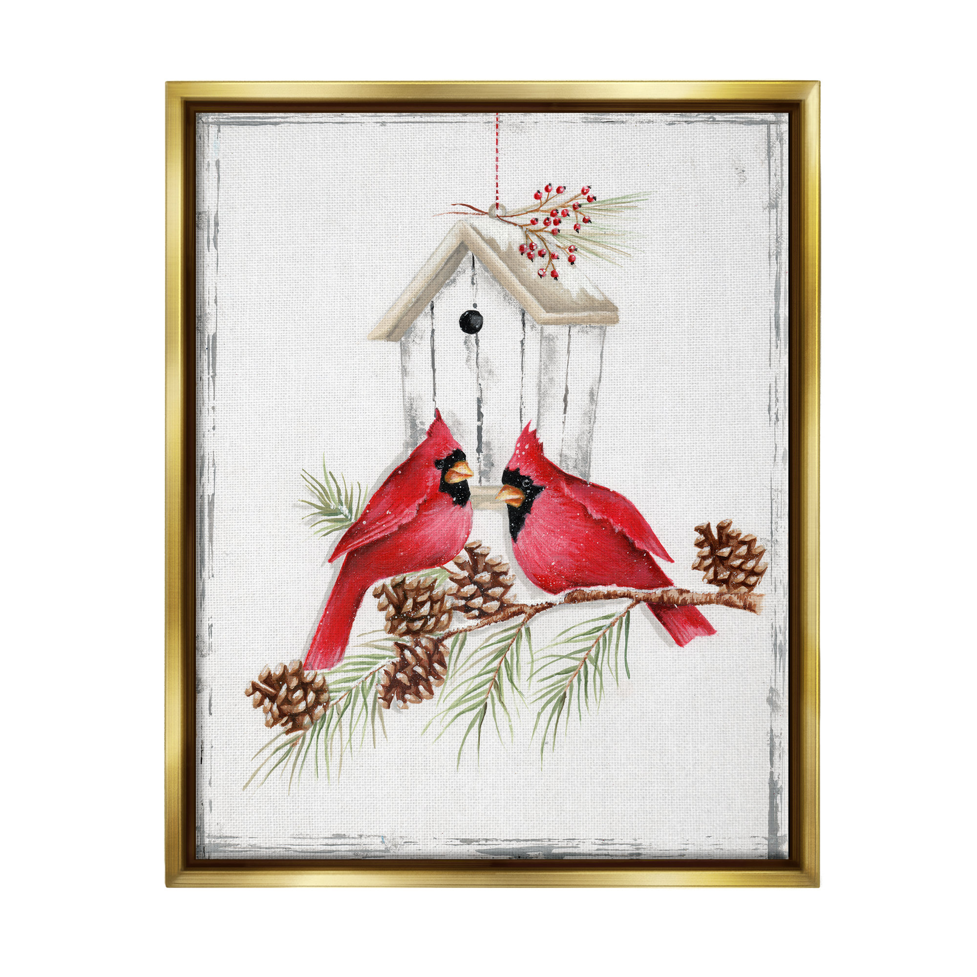 The Holiday Aisle® Cardinals And Snowy Birdhouse Framed On Canvas by ...