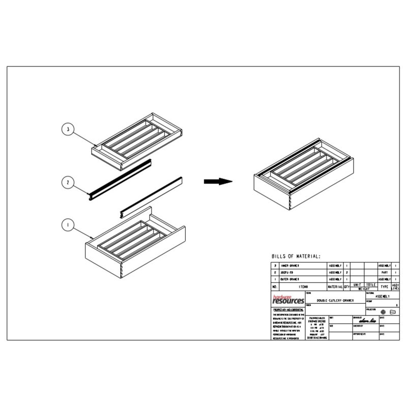 Hardware Resources 18" Double Cutlery Drawer for 15" Opening & Reviews ...
