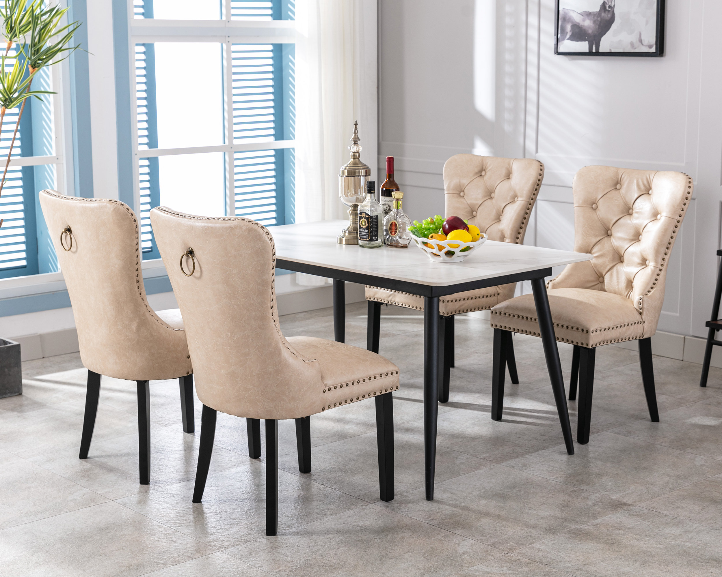 Red Barrel Studio® Modern Upholstered Faux Leather Dining Chairs Set Of ...