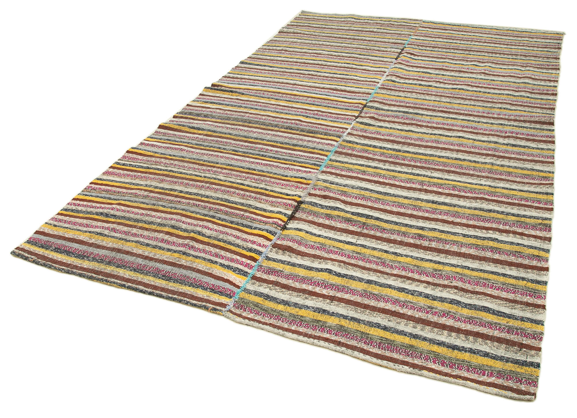 Lofy Chaput Kilim Brown Striped Wool Handmade Area Rug | Wayfair