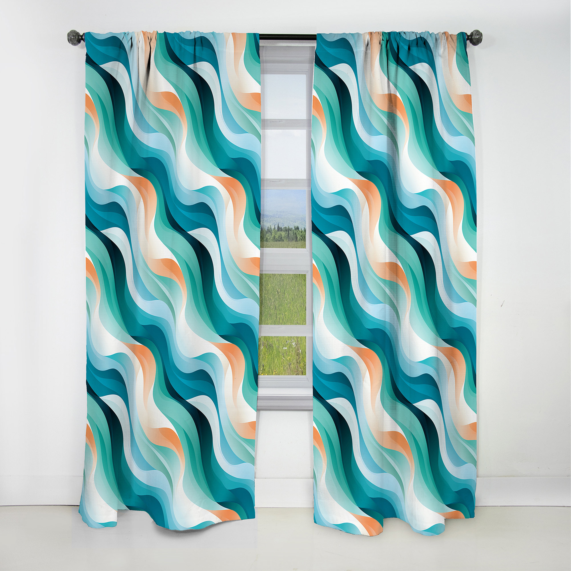 Design Art Coastal Green And Blue Geometry Geometric - Abstract ...
