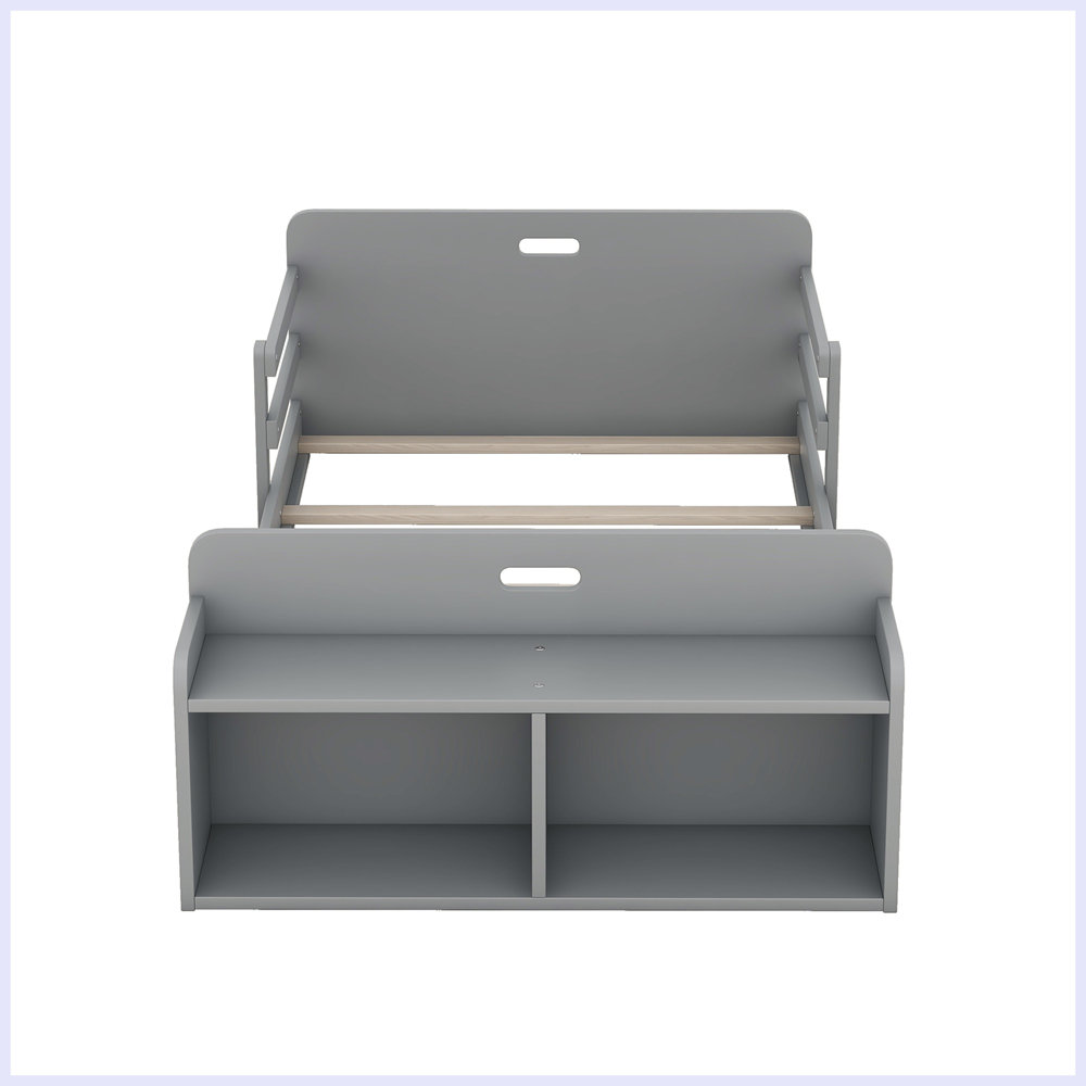 Latitude Run® Modern Floor Bed with Storage Footboard and Guardrail ...