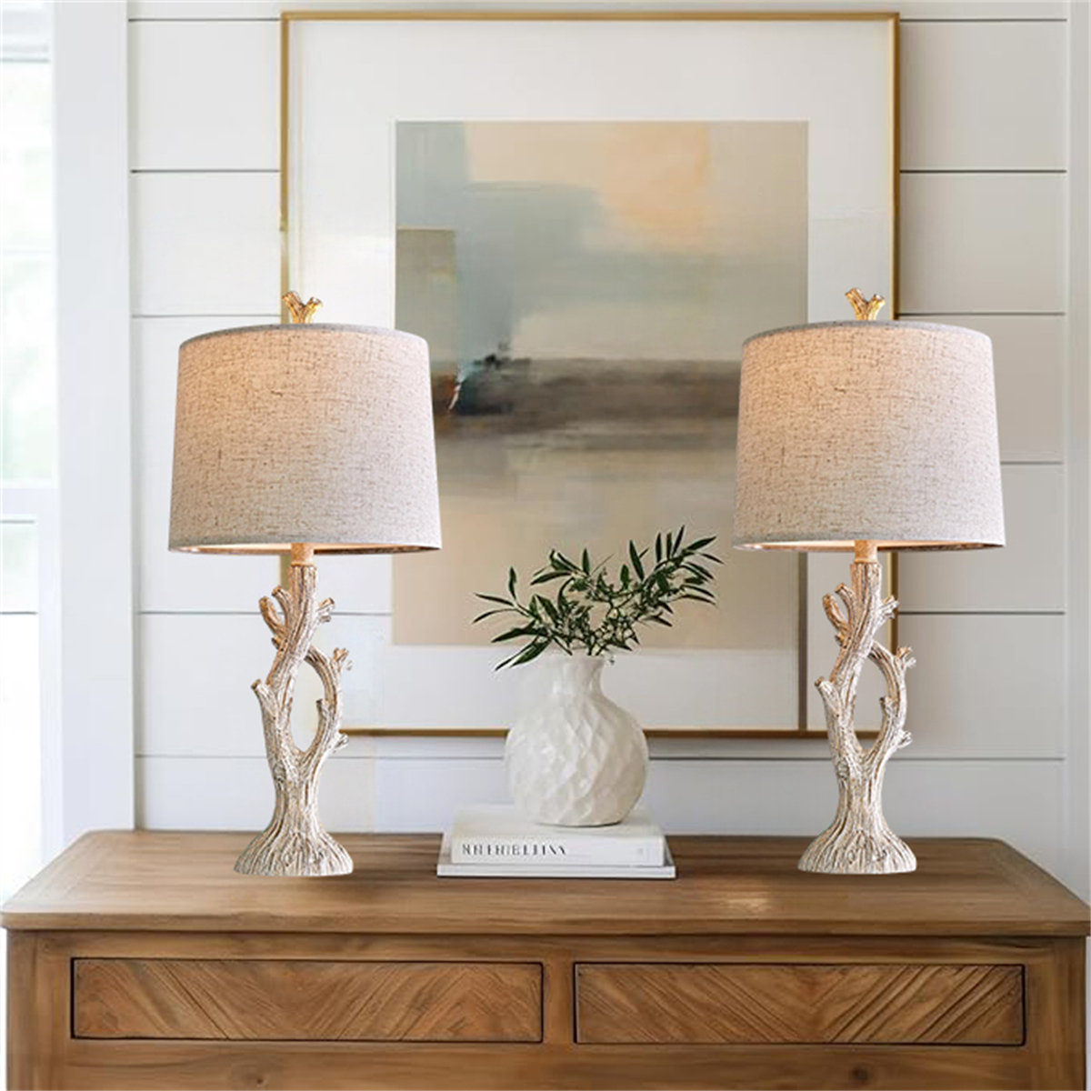 UTOPIV Farmhouse Table Lamp Set Of 2 – Vintage Bedside Lamps For Living ...