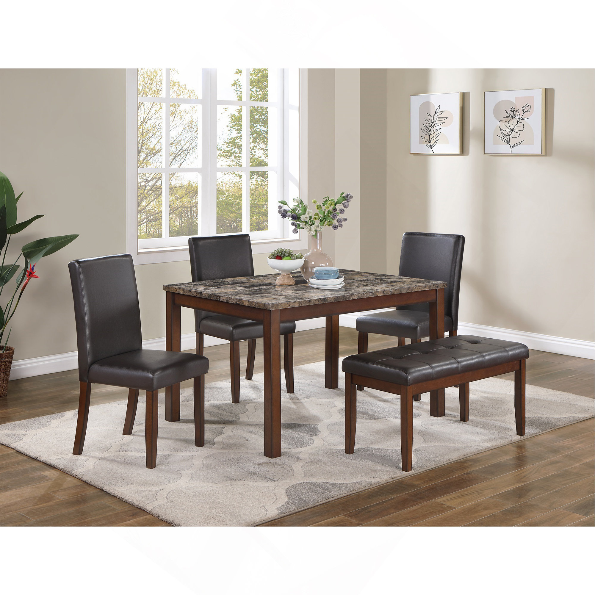 Lark Manor™ Classic Stylish Espresso Finish 5Pc Dining Set Kitchen ...