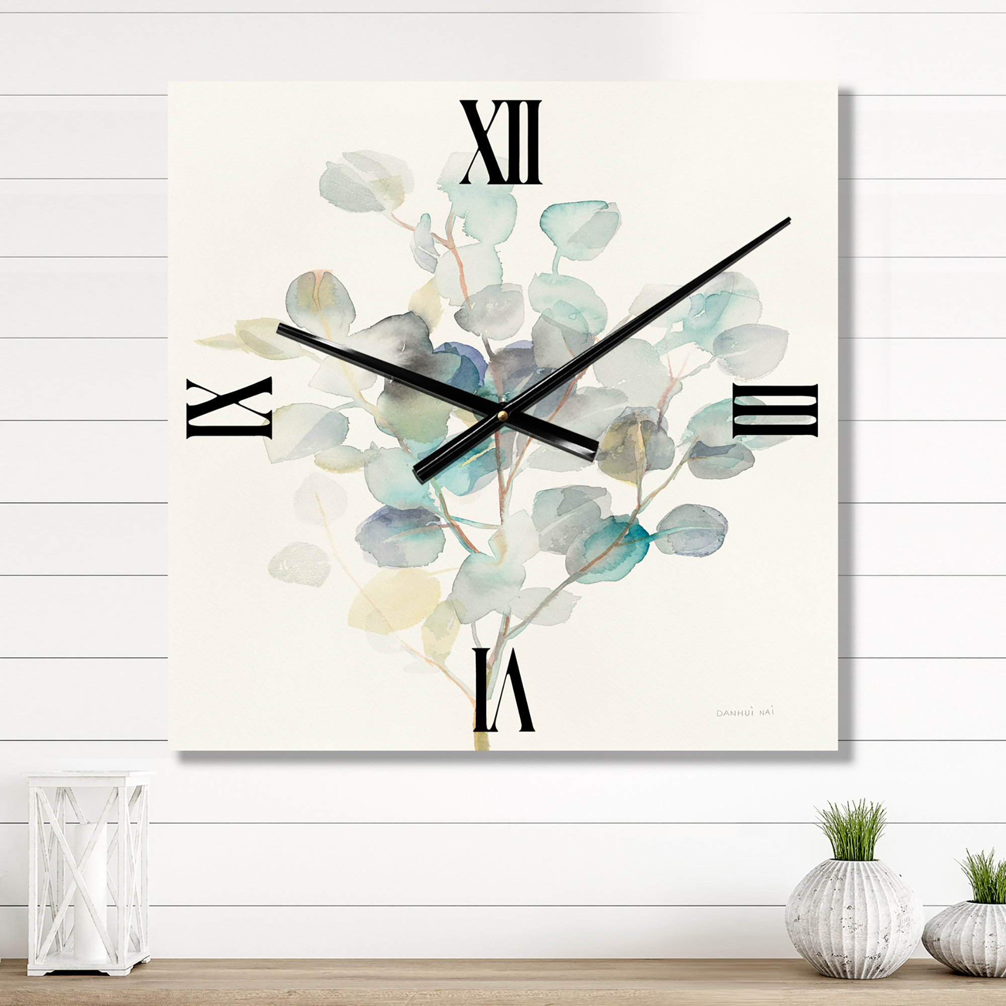 East Urban Home Eucalyptus leaves I - Traditional Wall Clock | Wayfair