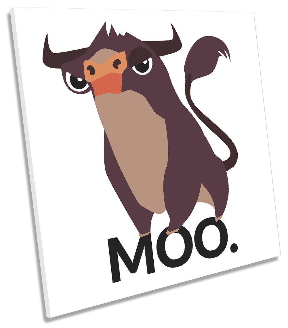 Happy Larry Cow Bull Moo Picture CANVAS WALL ART Square Print | Wayfair ...