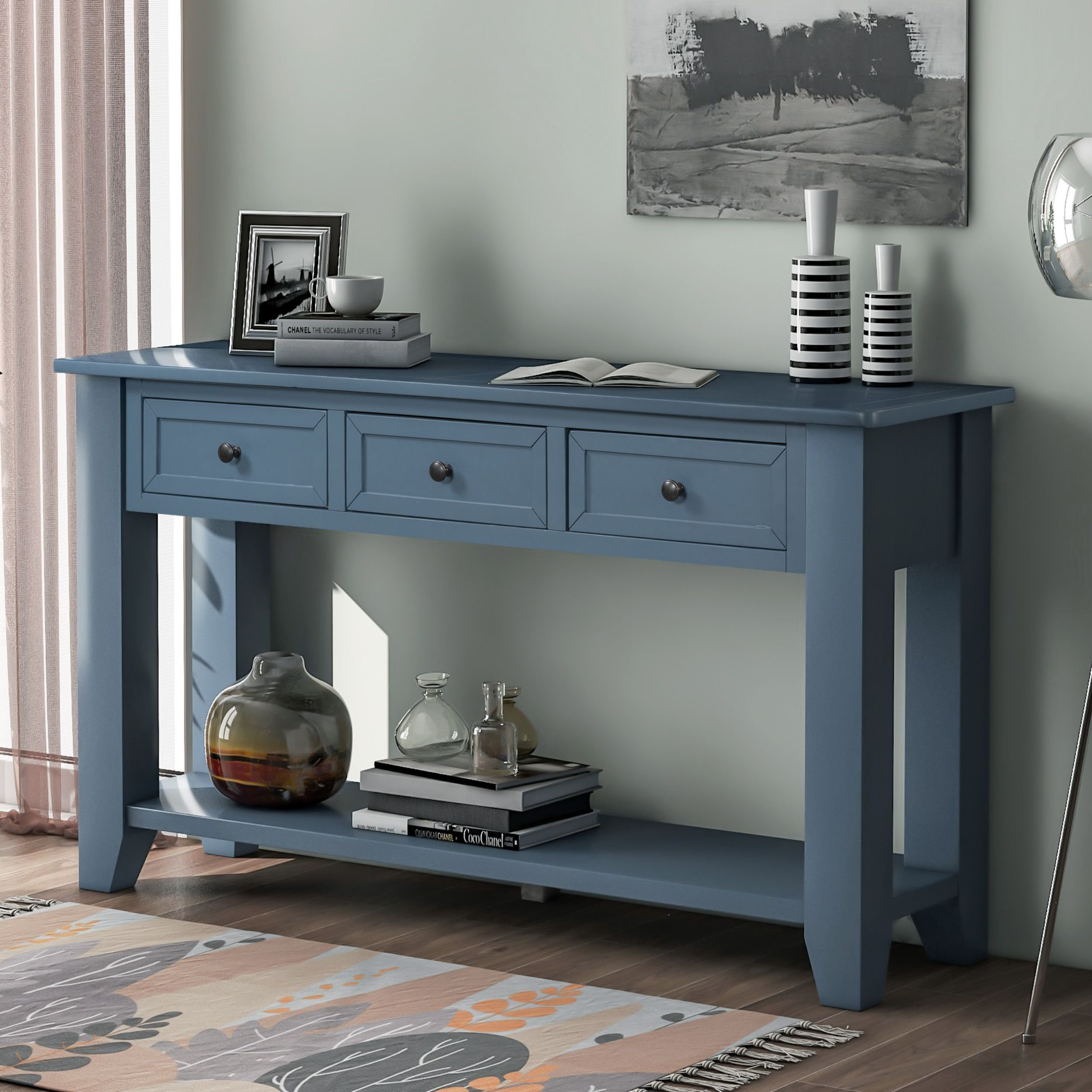 Red Barrel Studio® Zhwan 55.1'' Solid Wood Top Console Table & Reviews ...