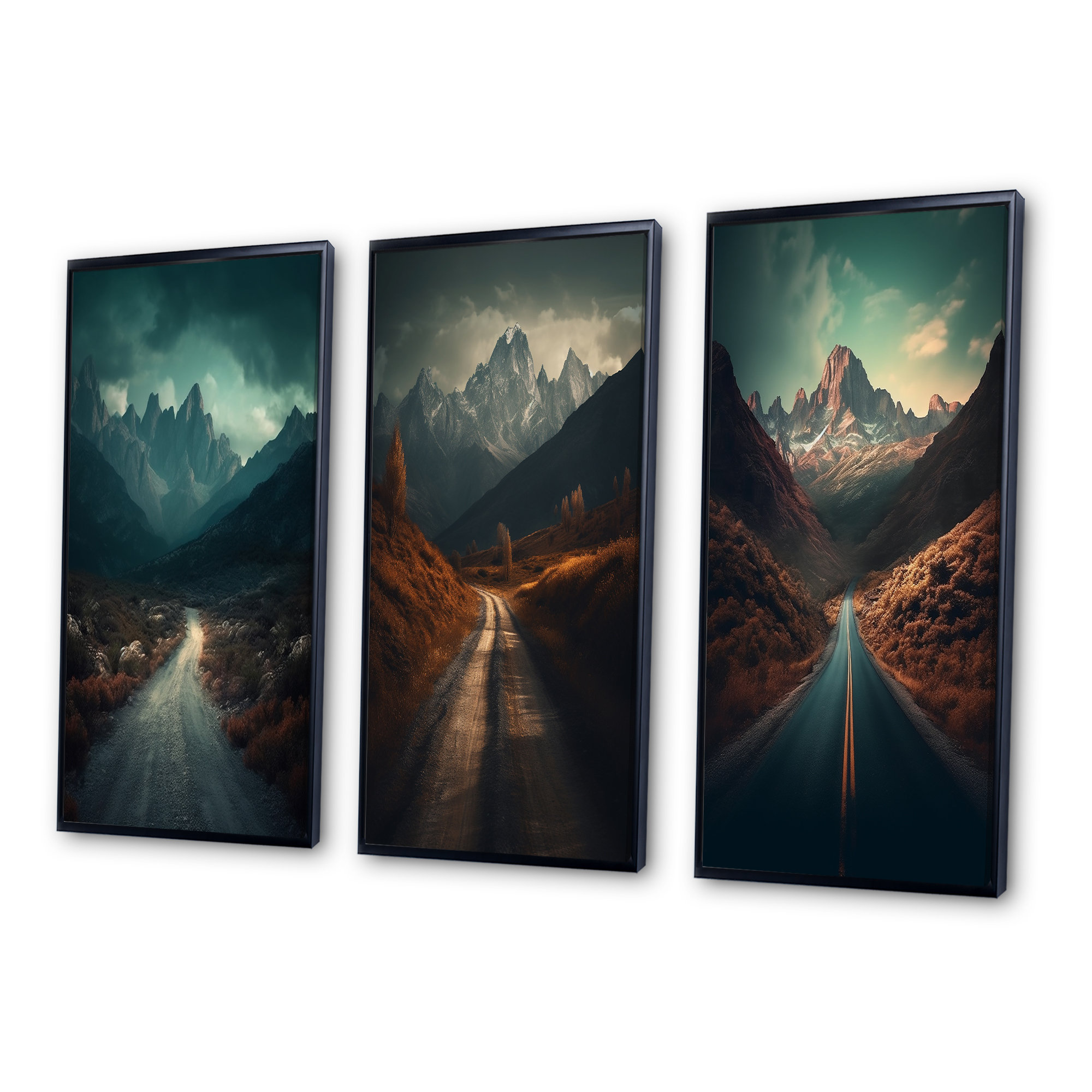 Design Art " Misty Mountain Solitude Empty Road To The Top " 3 - Pieces ...