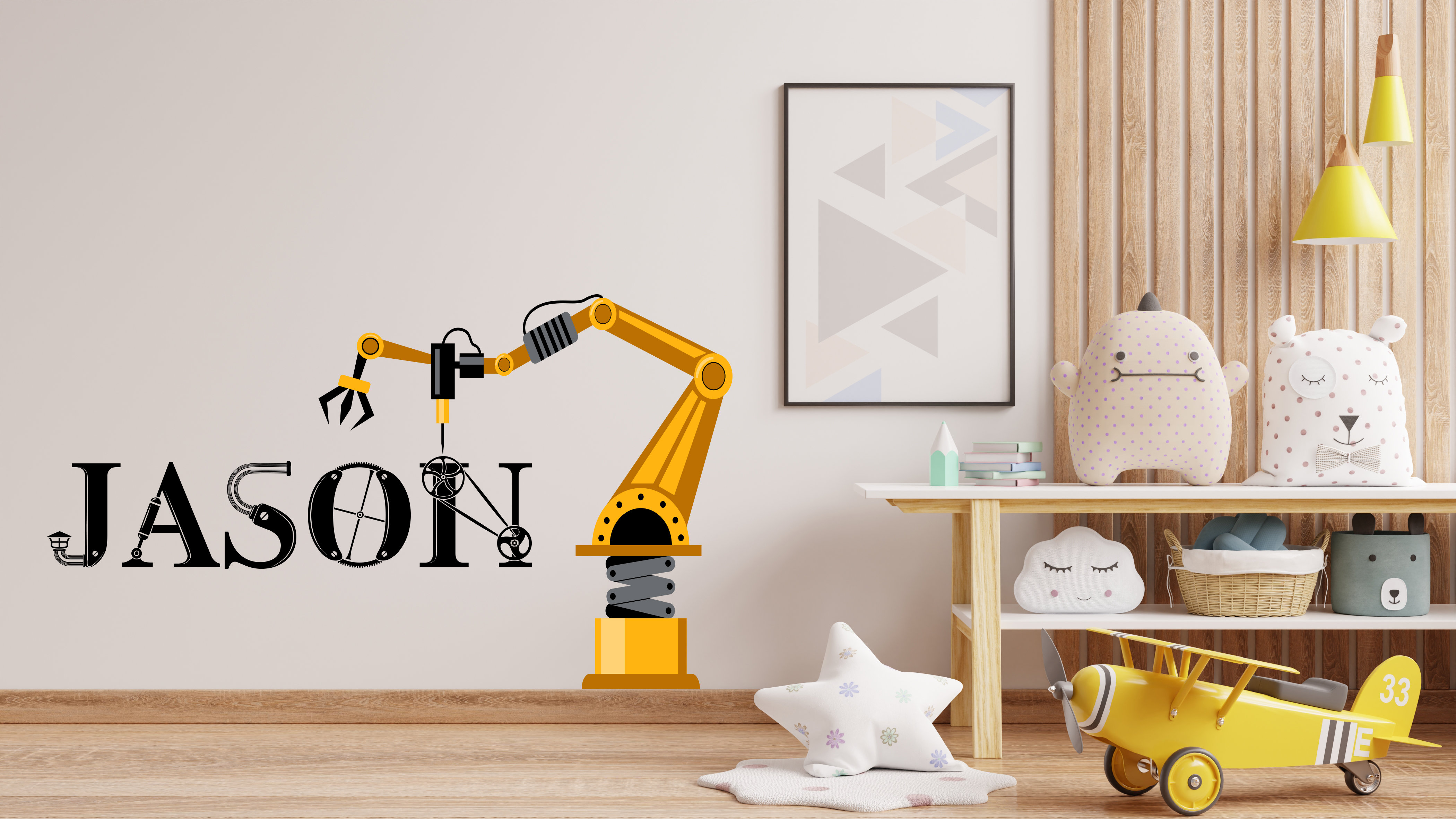 Ebern Designs Robotic Wall Art Sticker, Kids Room Wall Decor, Robot ...