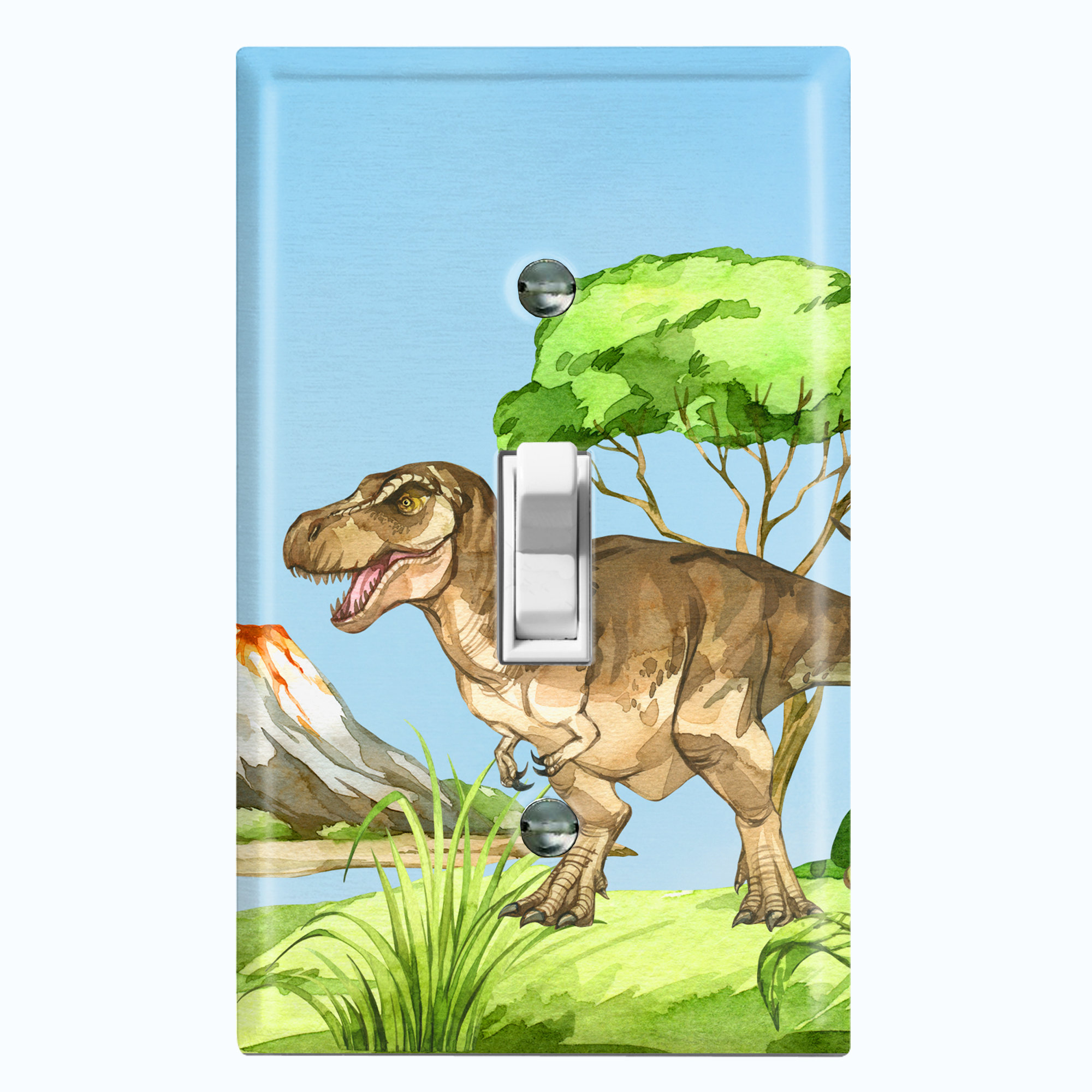 WorldAcc Metal Light Switch Plate Outlet Cover (Dinosaur T-Rex Volcano ...