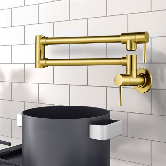 Aleasha Wall Mount Folding Kitchen Pot Filler Faucet & Reviews | Wayfair