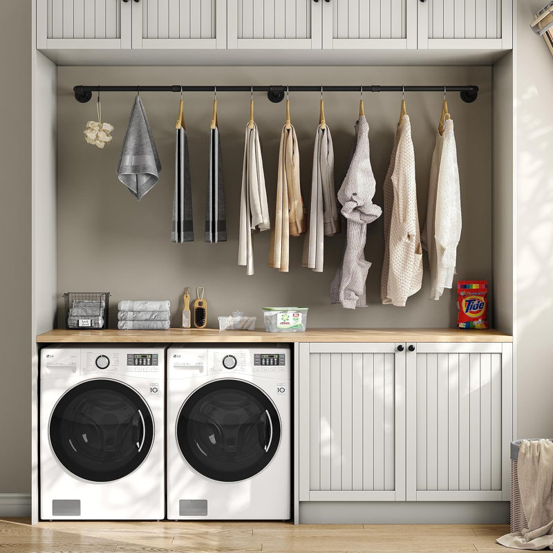 Williston Forge Kaelyne 72.5'' Metal Wall Mounted Clothes Rack | Wayfair