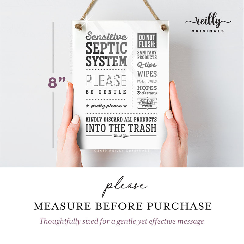 Reilly Originals Septic System Sign, Do Not Flush Sanitary Items, Hopes ...
