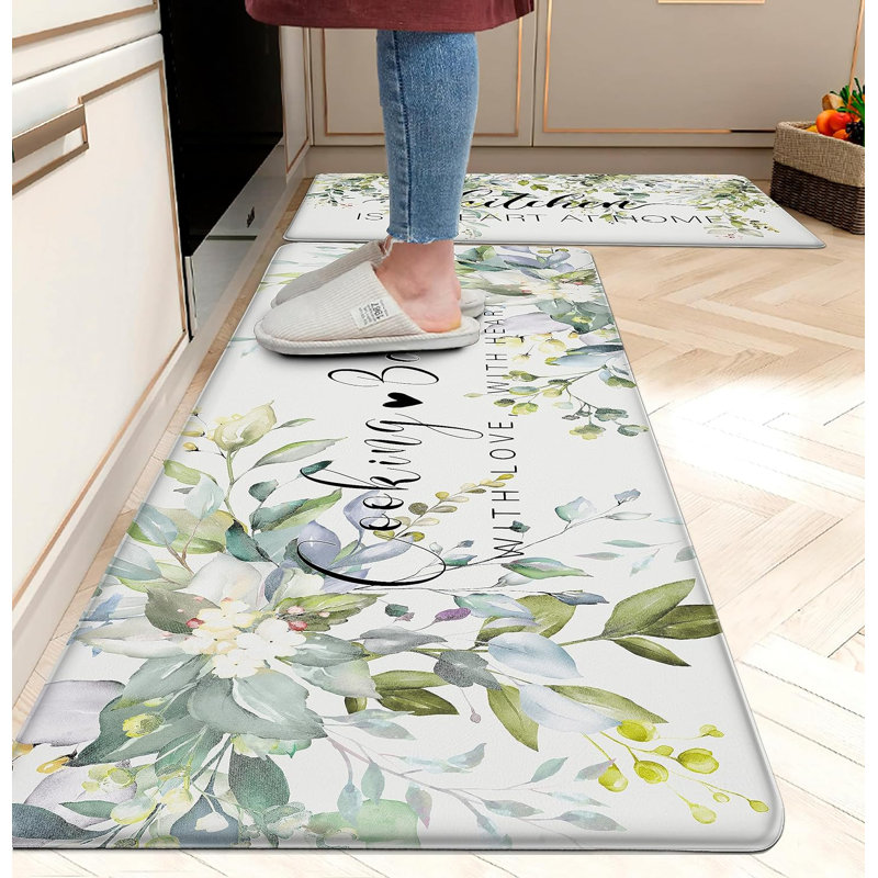 Red Barrel Studio® Boho Kitchen Rugs Set 2 Pieces Memory Foam Comfort ...