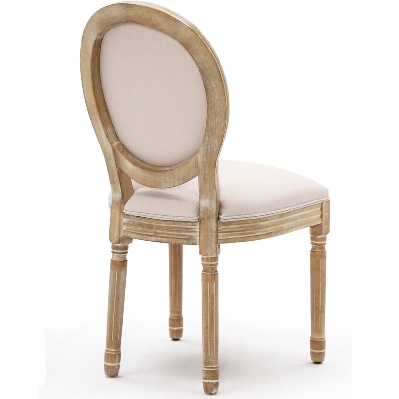 One Allium Way® Linen 20" H Mid-Century King Louis Back Solid Wood Side ...