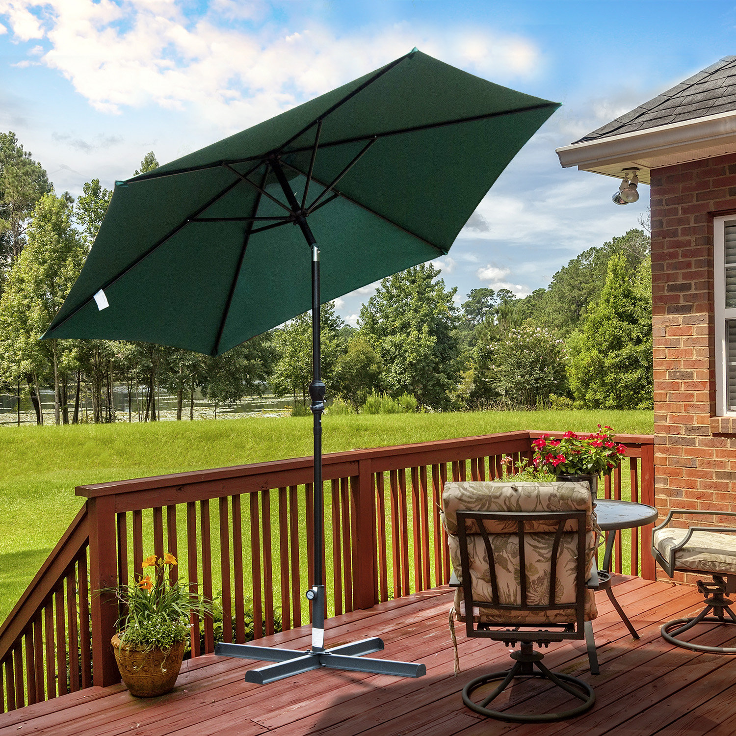Charlton Home® Hector 108' Market Umbrella & Reviews | Wayfair