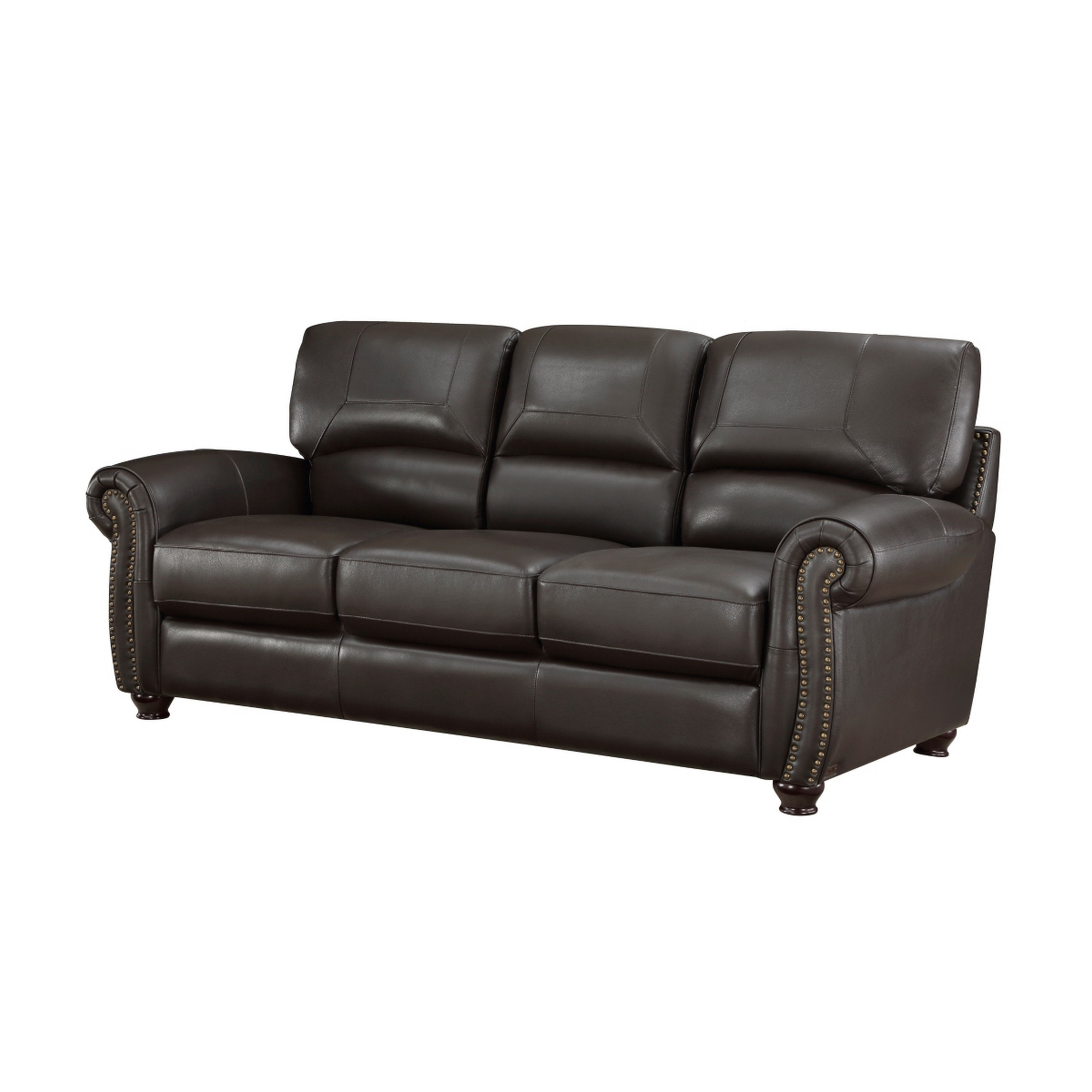 Darby Home Co Adenn 84 Inch Sofa, Dark Brown Top Grain And Faux Leather ...