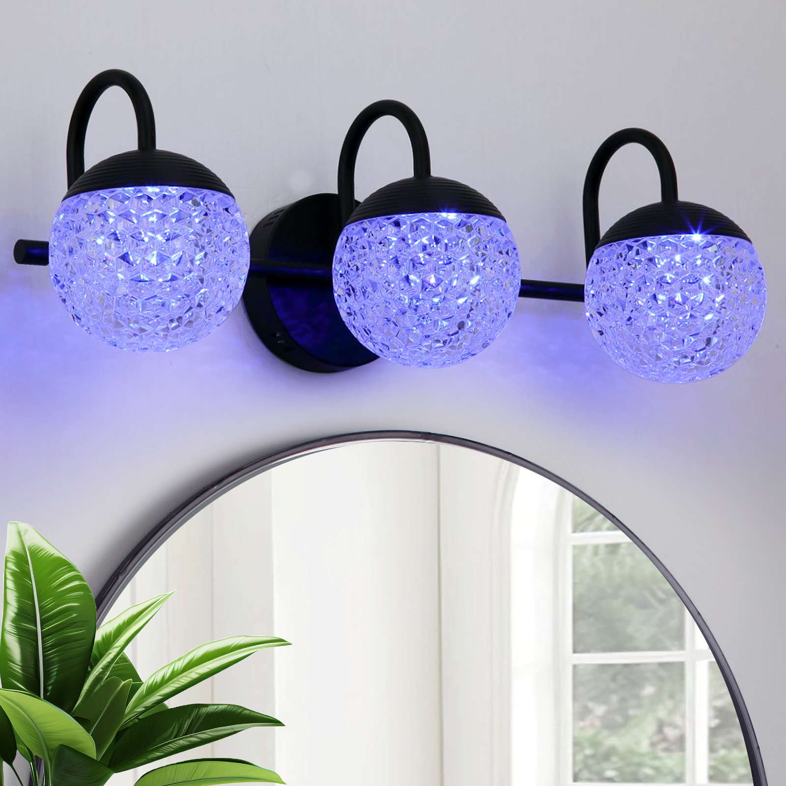 Everly Quinn Color Changing Modern Sphere Crystal-Effect Vanity Light ...