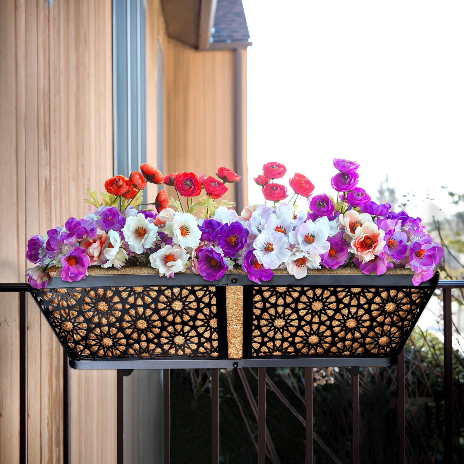 Lark Manor™ 2Packs Window Box Railing Planter With Coco Liner, Metal ...