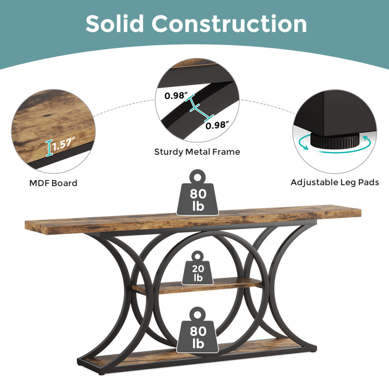 Williston Forge Juaria 62.99 Rustic Industrial Sofa Console Table ...