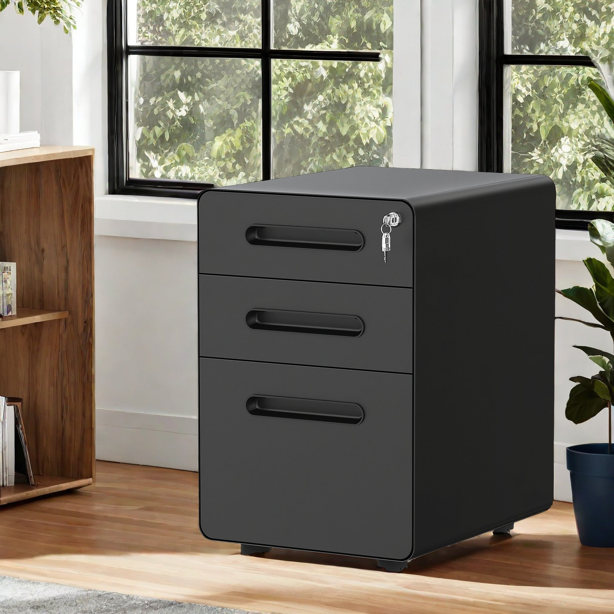 Inbox Zero 15.3" W 3 Drawer Lockable Mobile Steel Vertical Filing ...