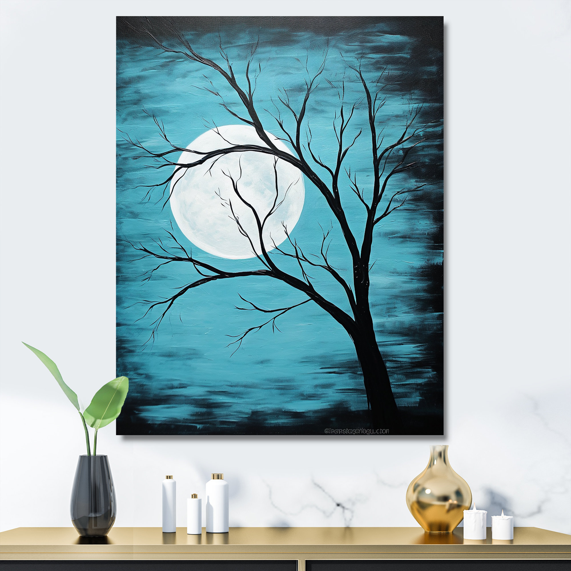 Design Art Blue Moon Tranquility I | Wayfair