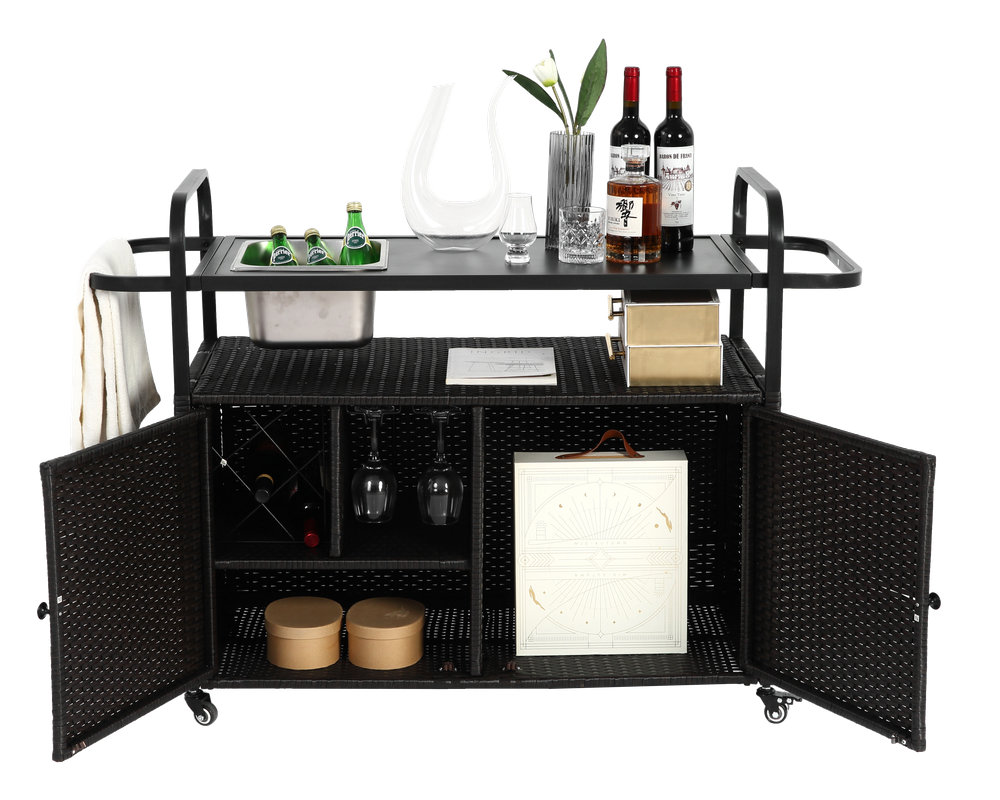 Latitude Run® Chariot-bar d'extérieur avec armoire, chariot de service ...