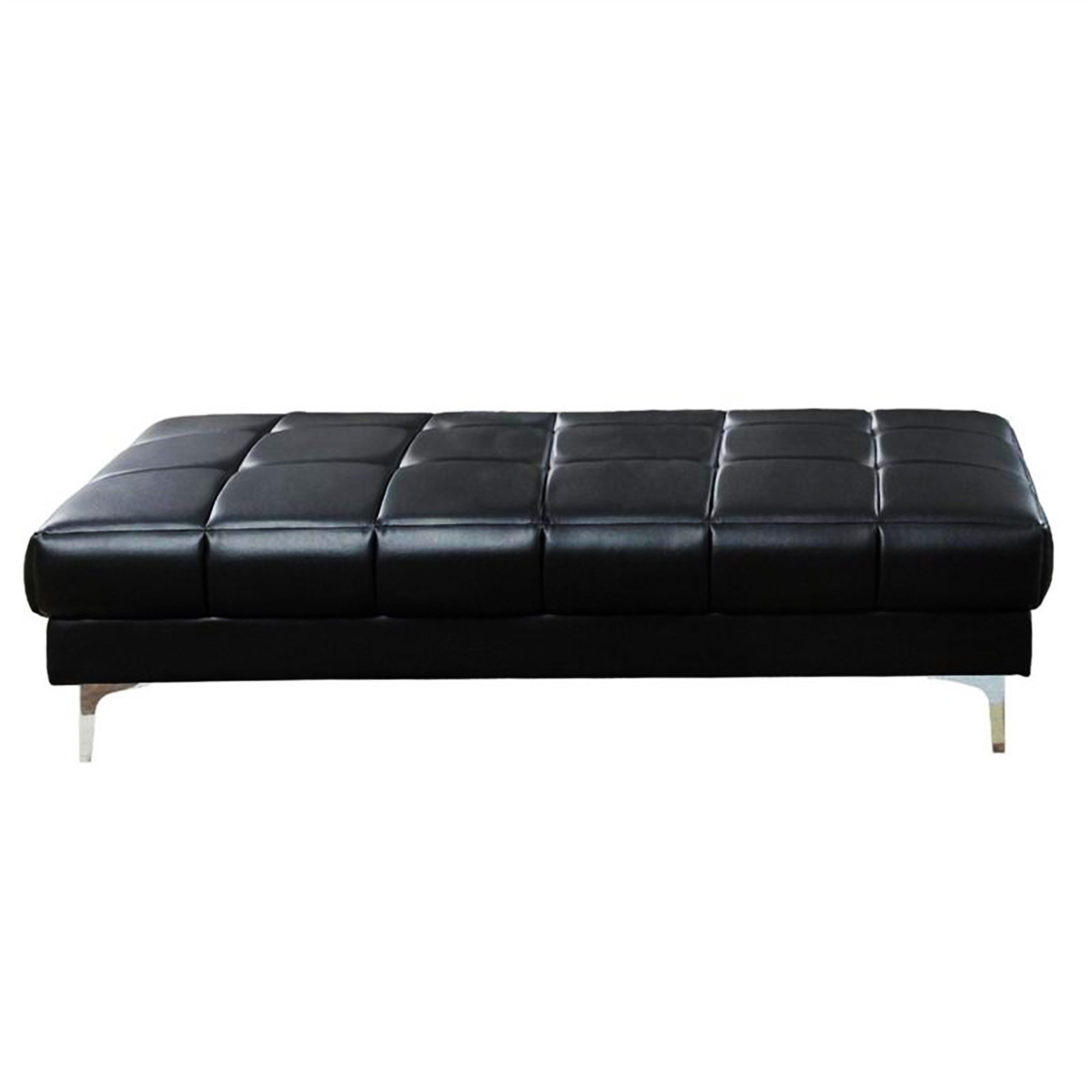 Orren Ellis Black Bonded Leather Extra Large Ottoman Metal Legs 1Pc ...