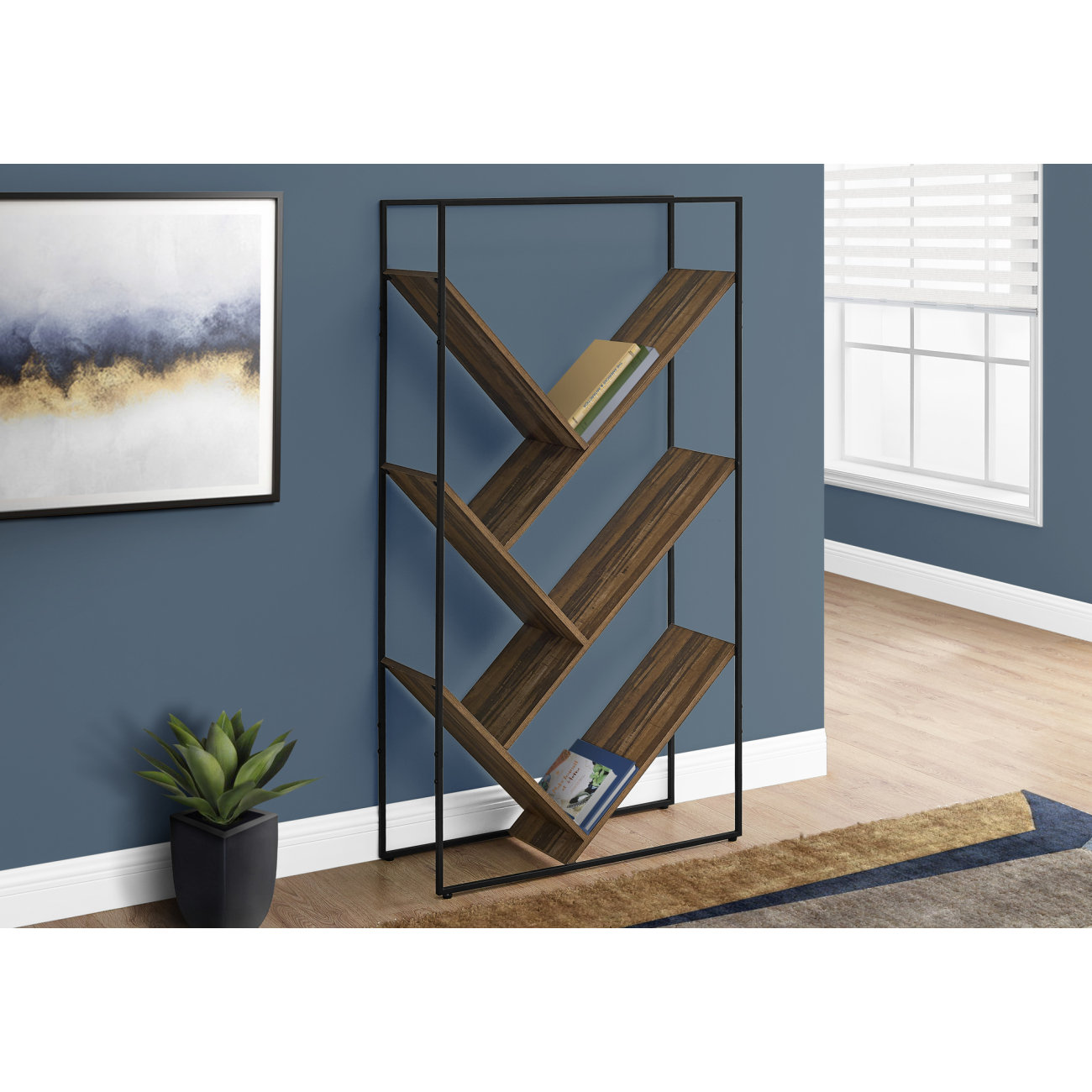 Latitude Run® Versatile 3 Tier Laminate Metal Bookshelf For Office And ...