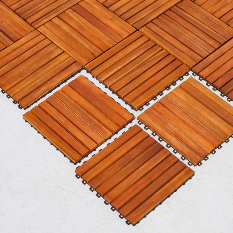 Go Peak Track Damian 8-Slat Acacia Interlocking Deck Tile (Set Of 10 ...