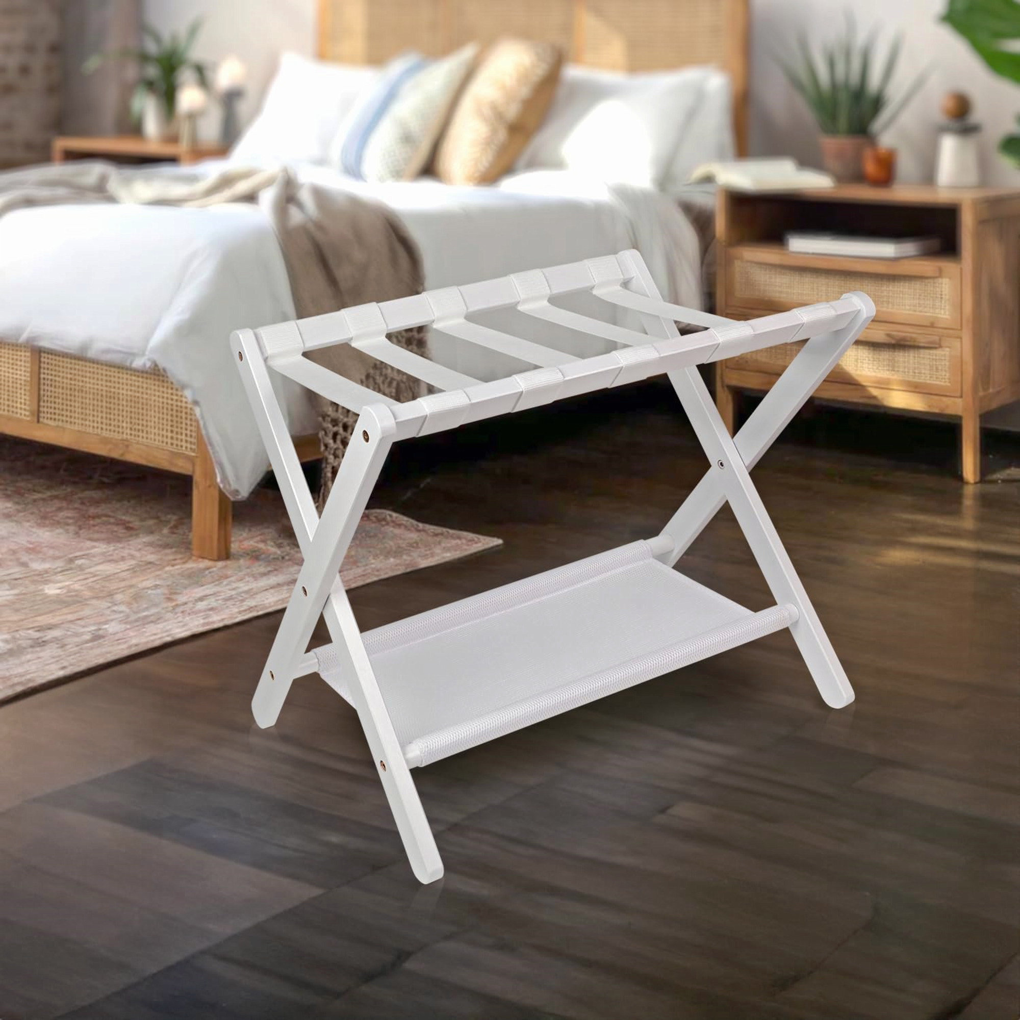 Hivost Pack Of 2 Luggage Rack Folding With Storage Shelf | Wayfair