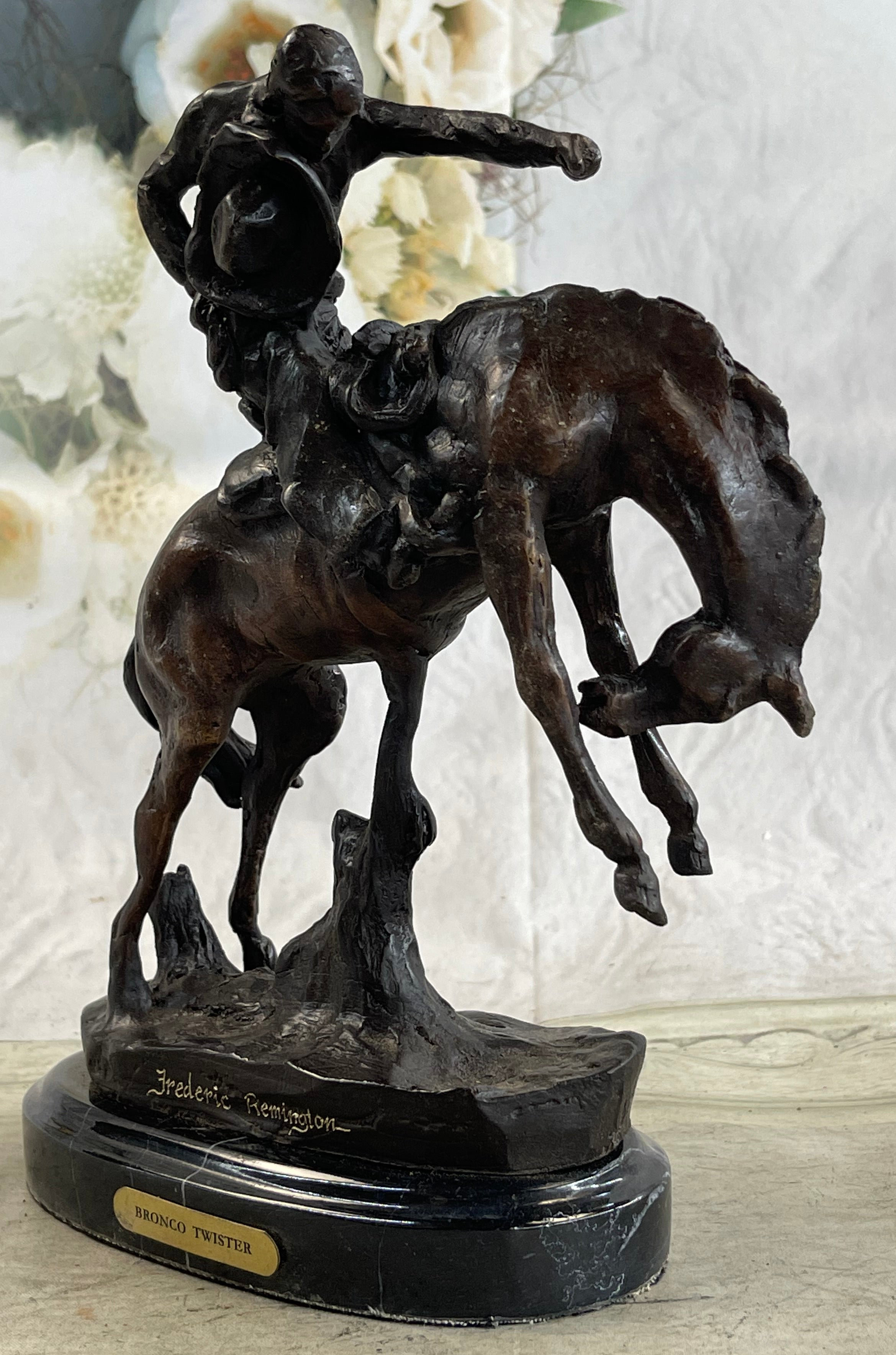 Trinx Finkbeiner Bronco Twister Frederic Remington Cowboy Bronze Statue ...