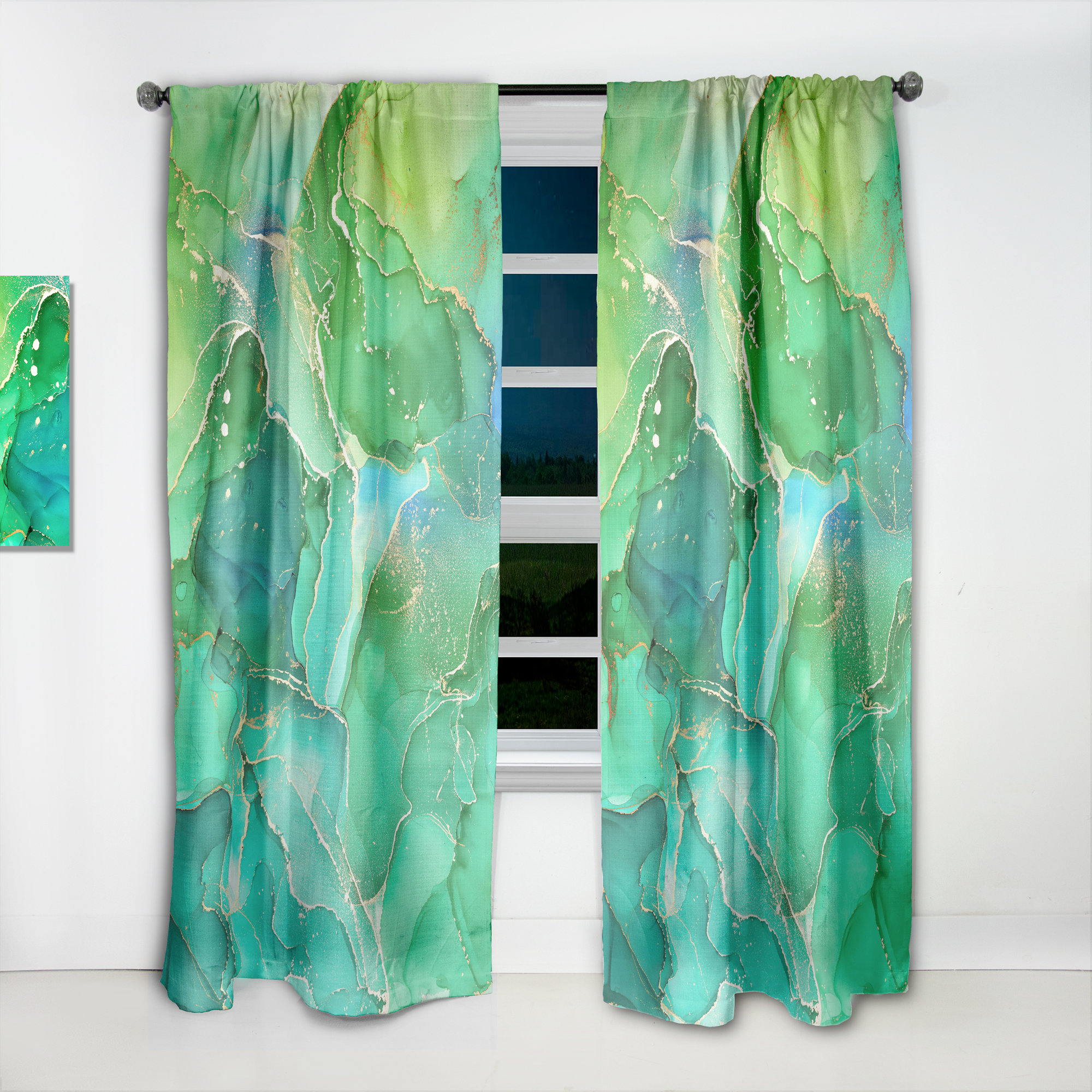 Design Art Abstract Semi-Sheer Thermal Rod Pocket Single Curtain Panel ...
