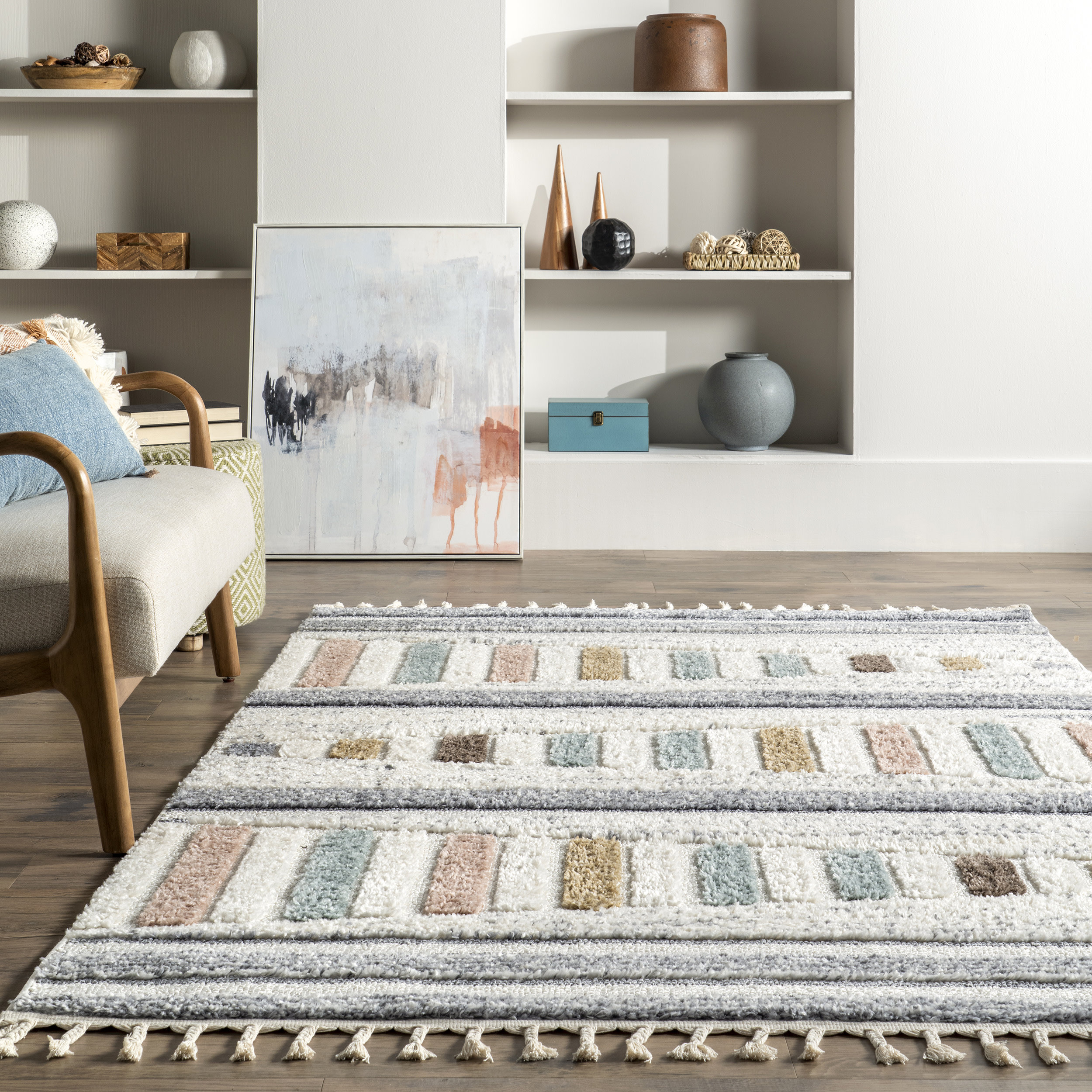 George Oliver Iria Colorful Pyramid Kids Area Rug | Wayfair