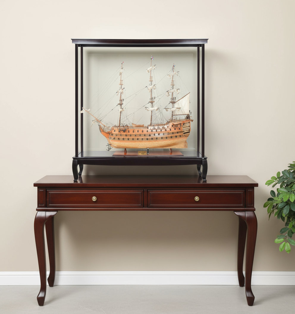 The Holiday Aisle® 75" Black And Light Brown Solid Wood HMS Victory ...