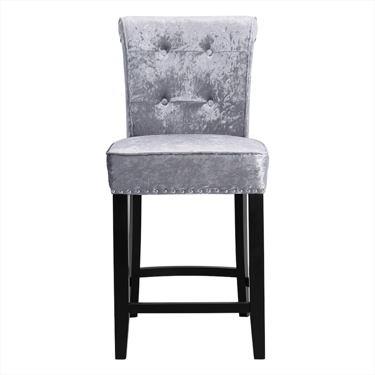 Mercer41 Ryleigh Upholstered 65cm Counter Stool with Solid Wood Frame ...