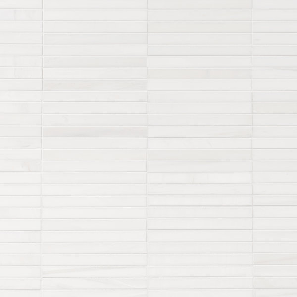 Bond Tile Bianco Dolomite Premium 12" x 12" Honed Marble Linear Stacked ...