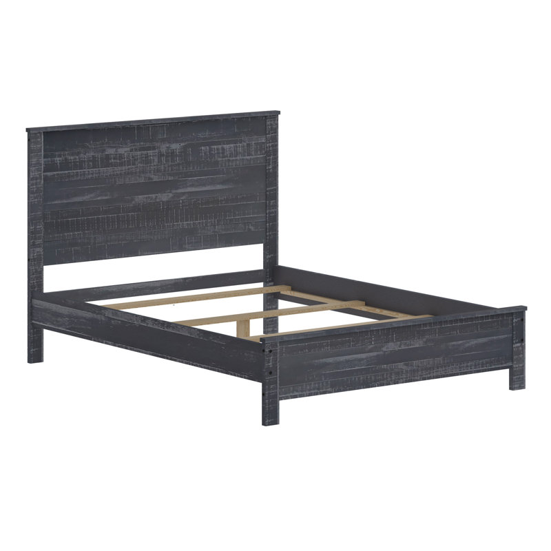 Union Rustic Albany Solid Wood Bed Frame with Headboard, Heavy Duty ...