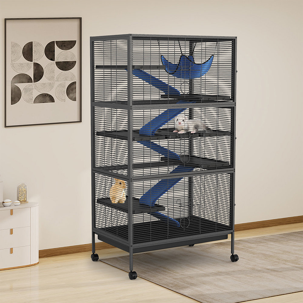 Latitude Run® 6-Tier Large Metal Small Animal Cage with Rolling Wheels ...