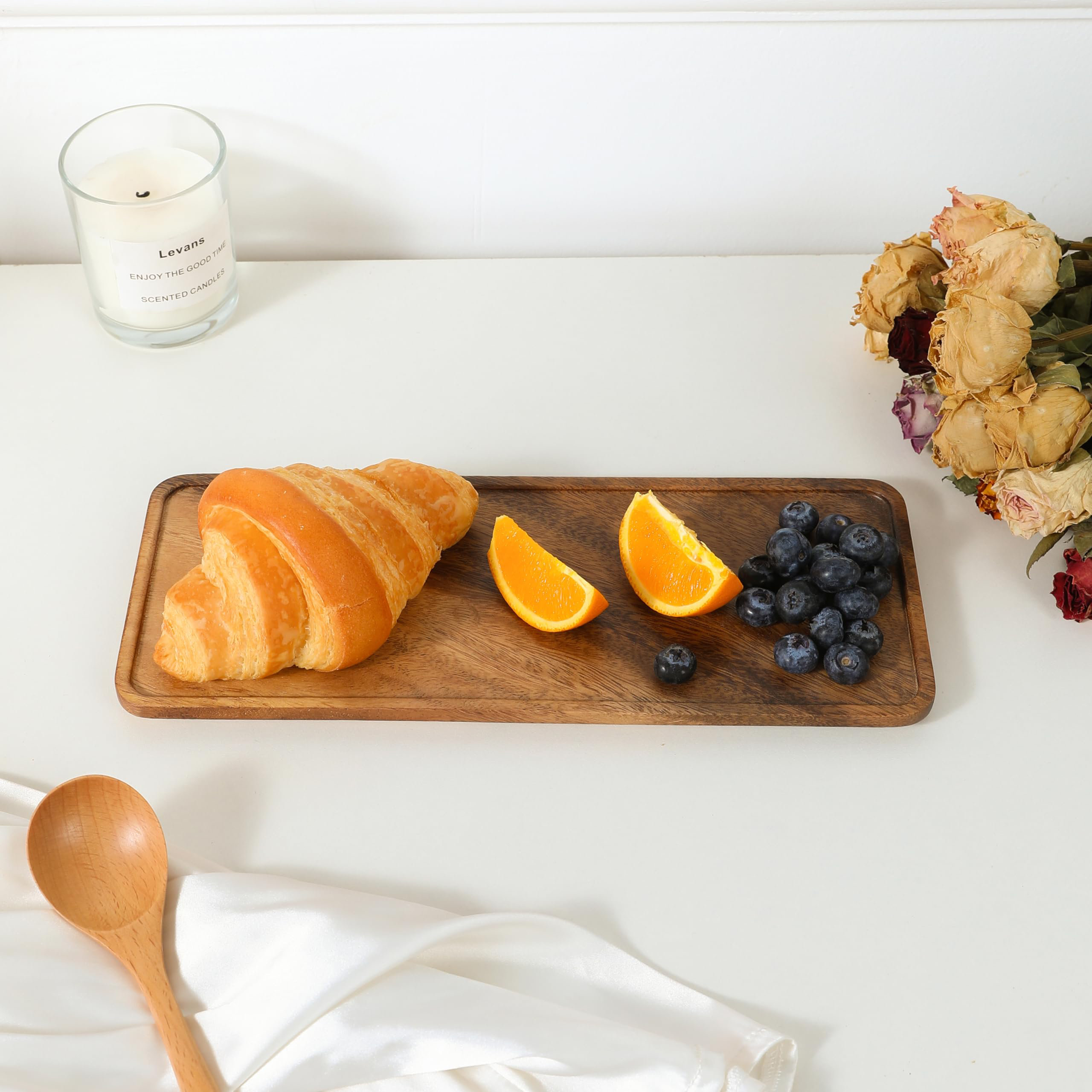 Millwood Pines Walnut Long Rectangular Wooden Plate 10"- Natural Wood ...